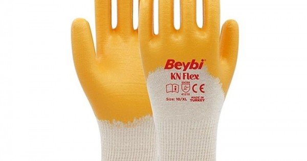 Beybi KN2 Flex Sarı Beyaz Nitril Eldiven No:10 - Hırdavatbulurum