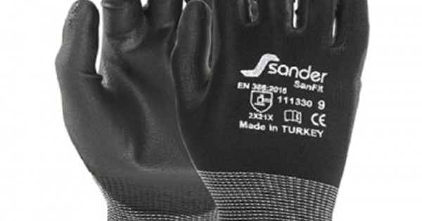 Sander 111330 10 Numara PU Eldiven Siyah - Hırdavatbulurum